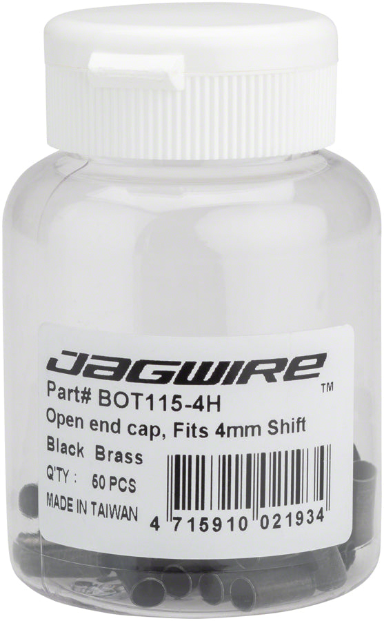 Jagwire 4mm Open Brass End Cap Bottle of 50, Black — Send It Bikes