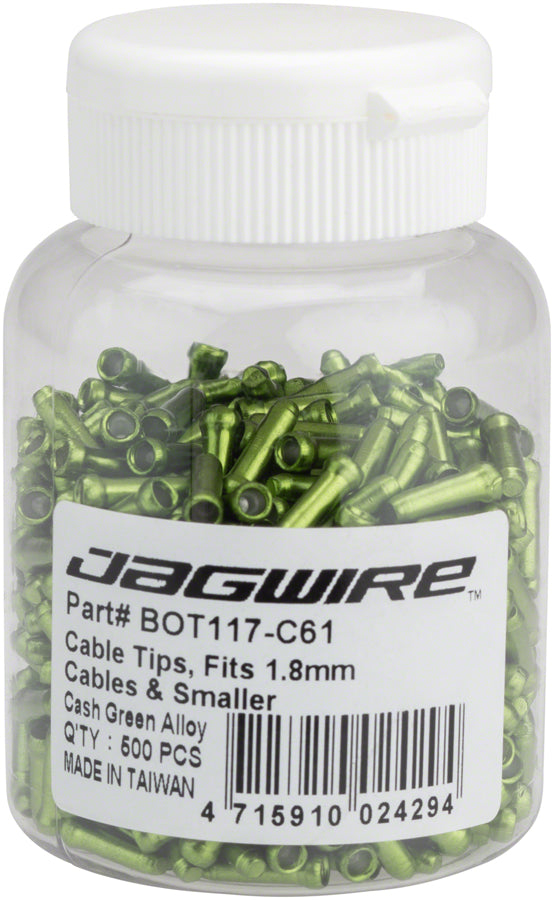 Jagwire 1.8mm Cable End Crimps Green Bottle/500 — Send It Bikes