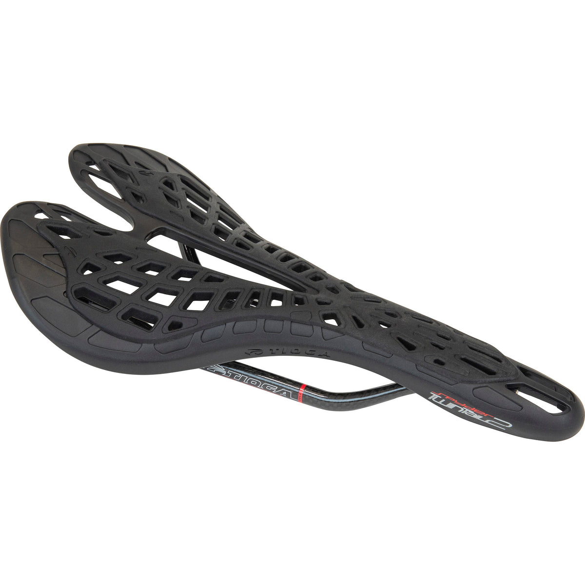 Tioga Spyder TwinTail 2 Saddle, HTS Carbon Rail - Black — Send It Bikes